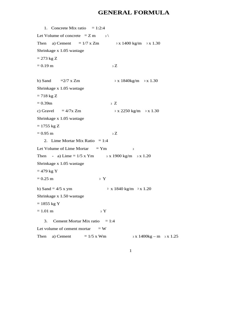 Concrete and Mortar Mix Ratios Guide | PDF | Concrete | Mortar (Masonry)
