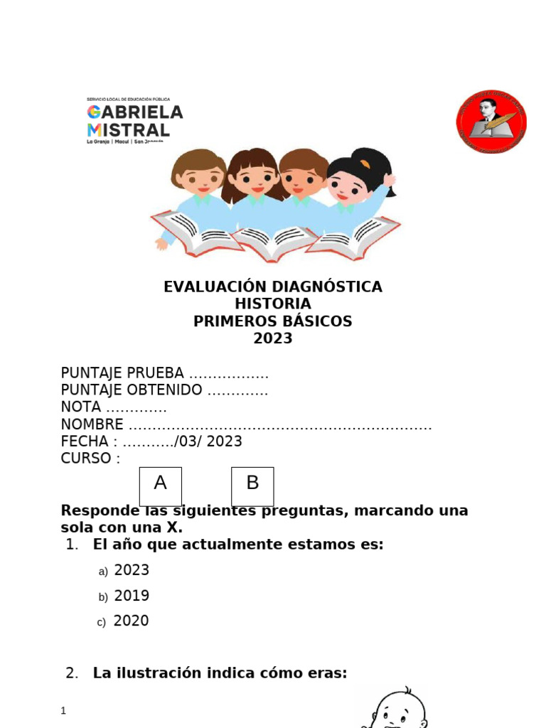 Evaluación Diag Historia 1 | PDF
