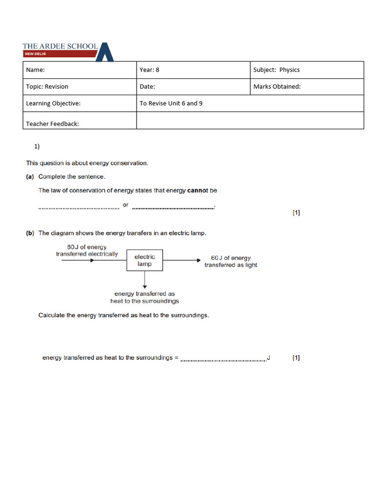 Year 8 Physics Revision Guide | PDF