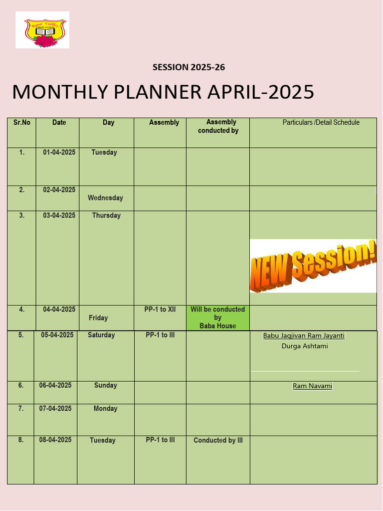 Monthly Planner April - 2025 | PDF | Observances | Religious Holidays