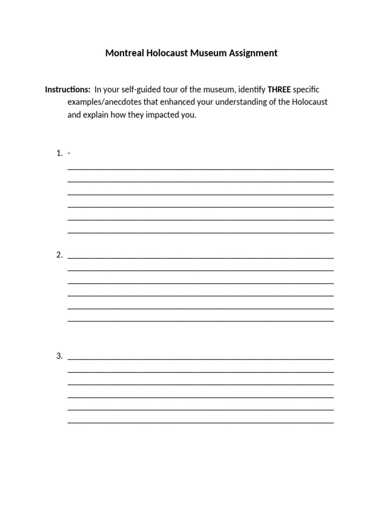 Montreal Holocaust Museum Assignment | PDF