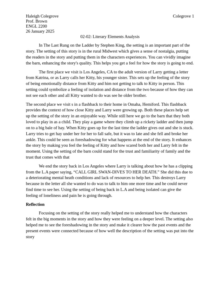 02-02 Literary Elements Analysis | PDF