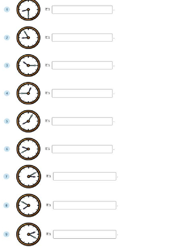 activity telling the time- BASIC 1 | PDF