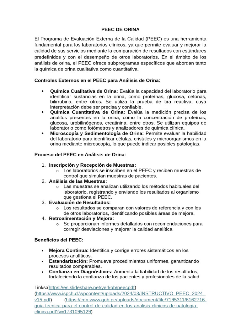 Peec de Orina | PDF | Laboratorios | Orina