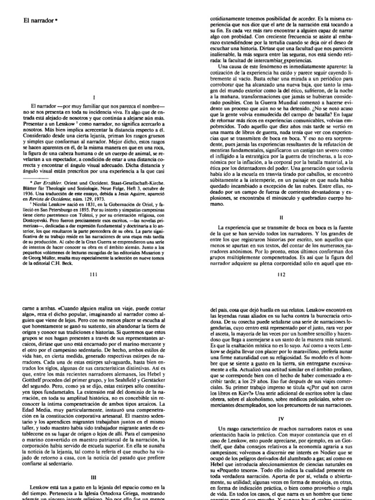 Benjamin, El Narrador | PDF