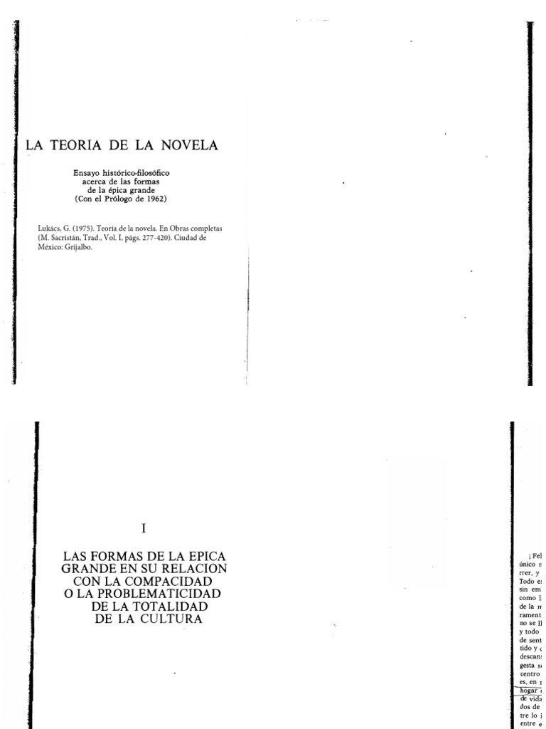 Teoría de la novela (primera parte) (7) | PDF | Educación en artes ...