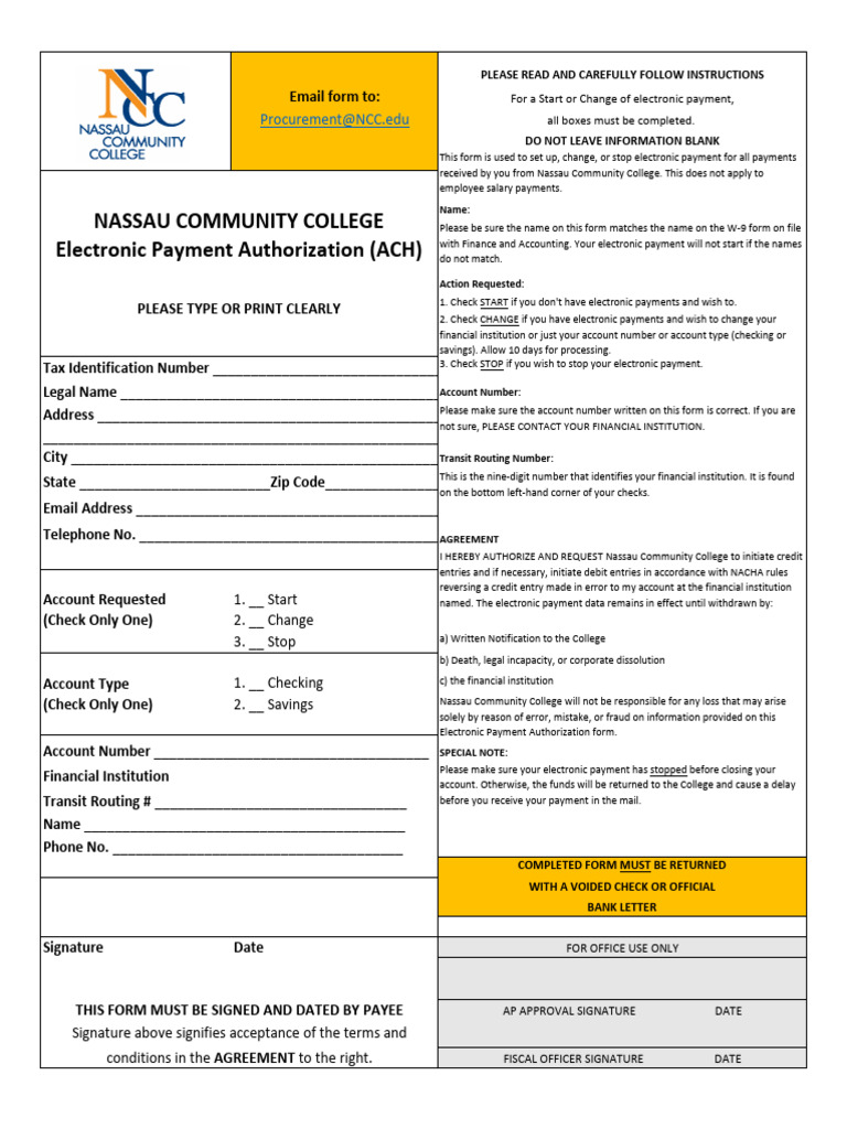 ACH Electronic Payment Form 6-23 | PDF | Payments
