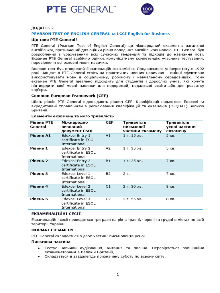 Pearson Test of English General Ta Lcci English for Business | PDF