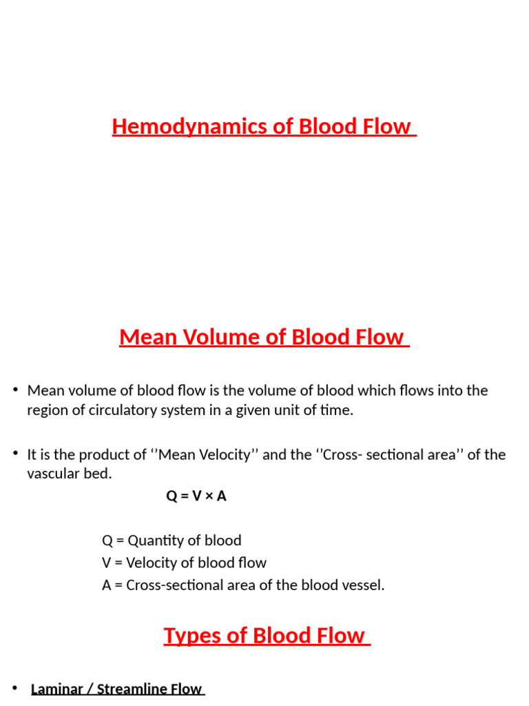 Hemodynamics of Blood Flow-1 | PDF | Hemodynamics | Blood Vessel