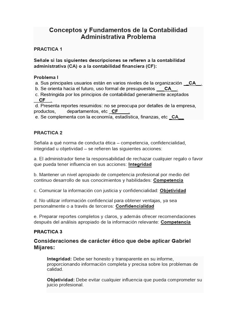 Conceptos y Fundamentos de La Contabilidad Administrativa Problema ...
