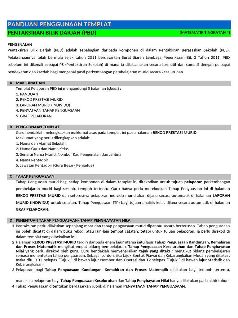 4m Templat Pelaporan PBD Matematik Ting 4 at 2021 | PDF