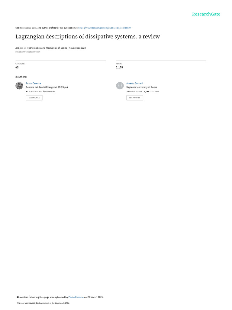 Review Dissipative Lagrangians Draft1 | PDF | Lagrangian Mechanics | Force