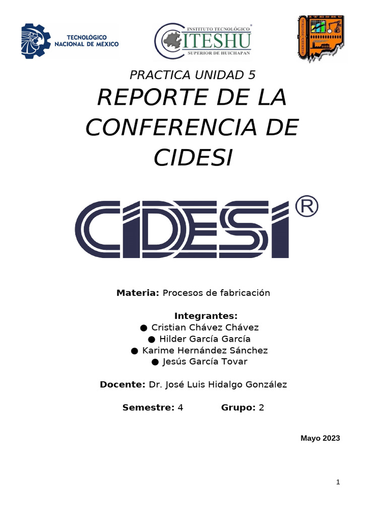 Reporte Cidesi | PDF | Ingeniería | Matemáticas