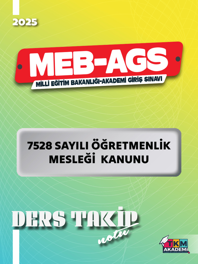 7528 Sayili Öğretmenli̇k Mesleği̇ Kanunu - TKM | PDF