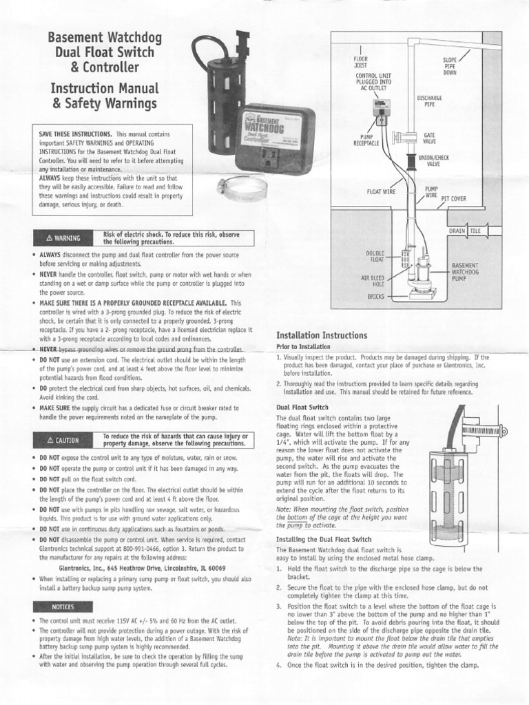 Basement Watchdog - Dual Float Switch & Controller Instruc | PDF