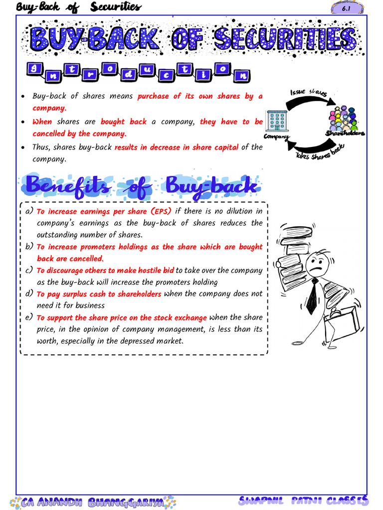 Buy Back of Securities | PDF | Equity (Finance) | Balance Sheet