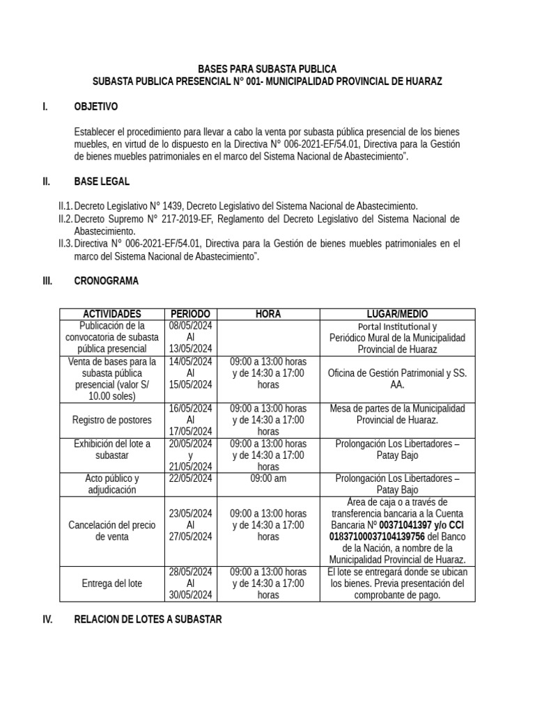 Bases para Subasta Publica | PDF | Subasta | Fiscal