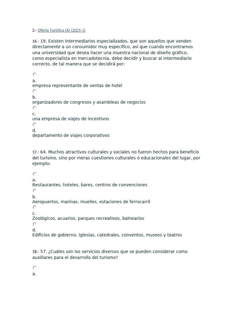 Oferta Turística (A) (2025-1) | PDF | Turismo | Hotel