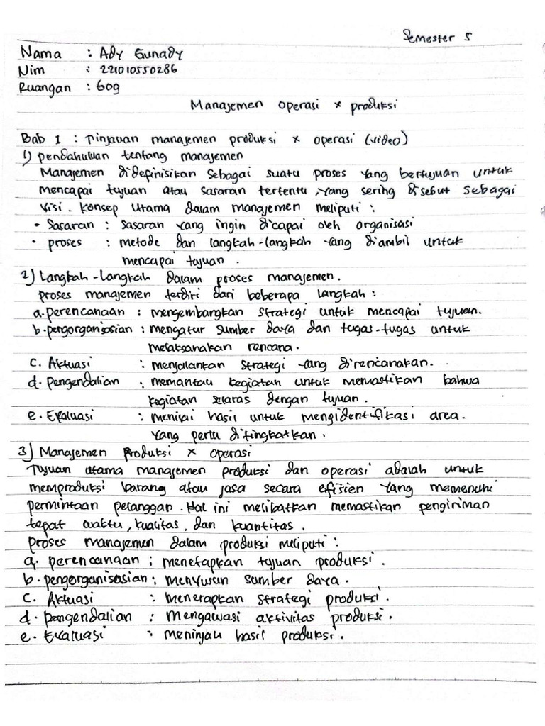 Ady Gunady - Manajemen Operasi X Produksi | PDF