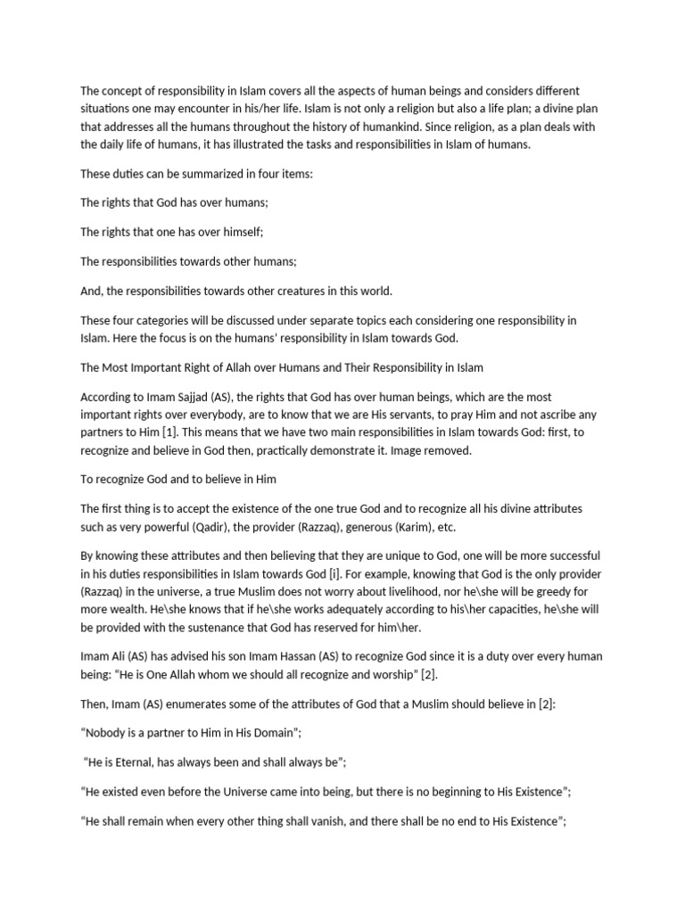 The Concept of Responsibility in Islam Covers All The Aspects of Human ...