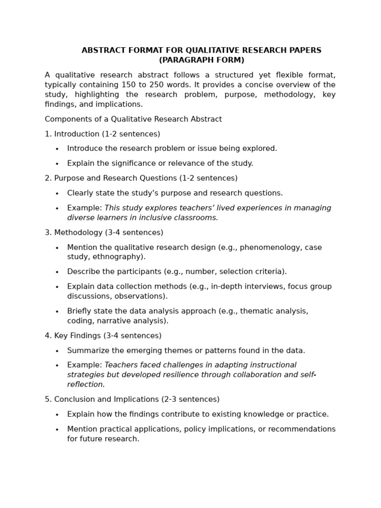 ABSTRACT-FORMAT-FOR-QUALITATIVE-RESEARCH-PAPERS | PDF | Qualitative ...