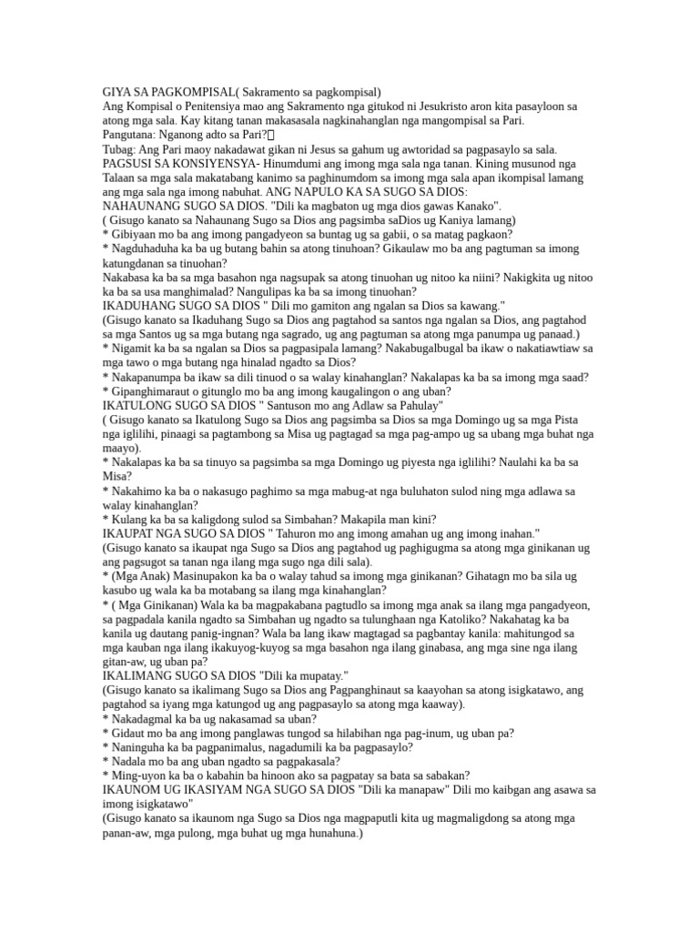 GIYA SA PAGKOMPISAL | PDF