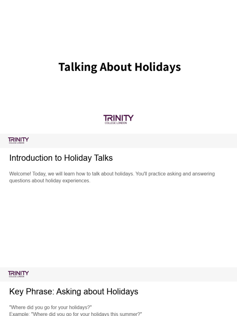 Holiday Conversation Practice | PDF