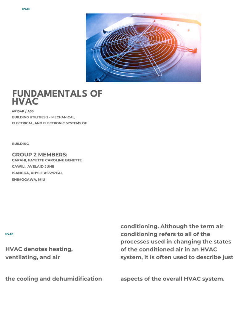 1ST REPORT FUNDAMENTALS OF HVAC | PDF | Duct (Flow) | Air Conditioning