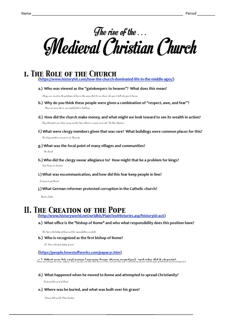 Church Power and Influence in the Middle Ages | PDF | Pope | Catholic ...
