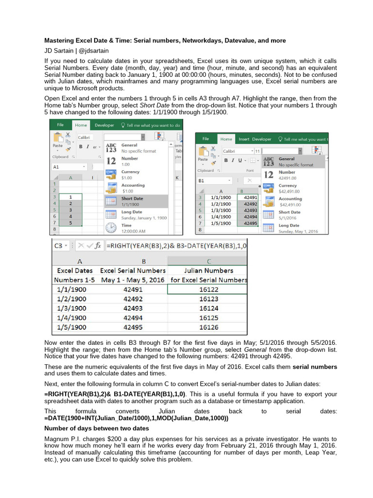 Mastering Excel Date & Time Serial Numbers | PDF | Microsoft Excel ...
