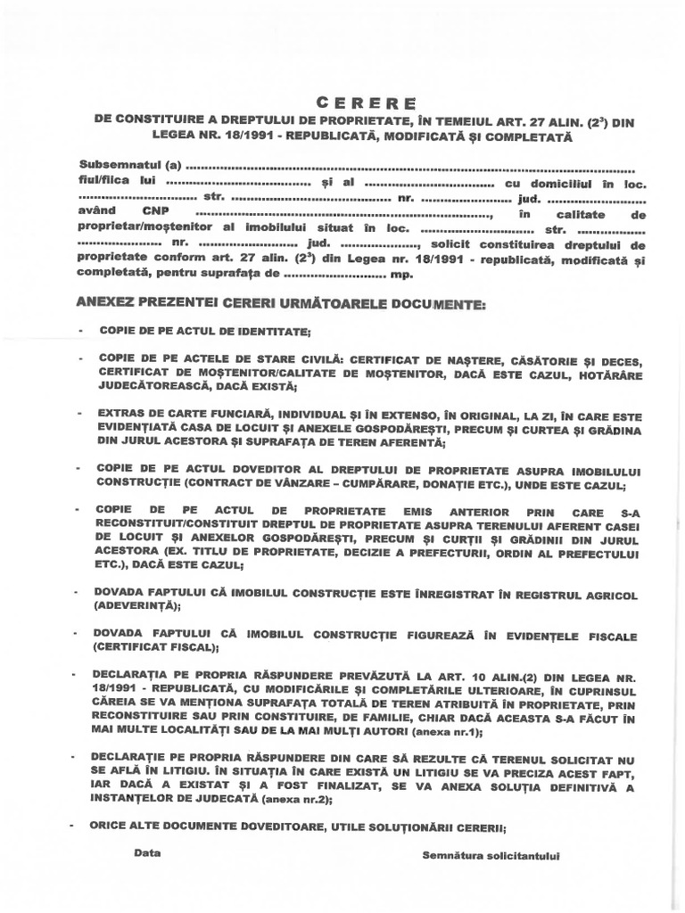 Cerere Constituire | PDF