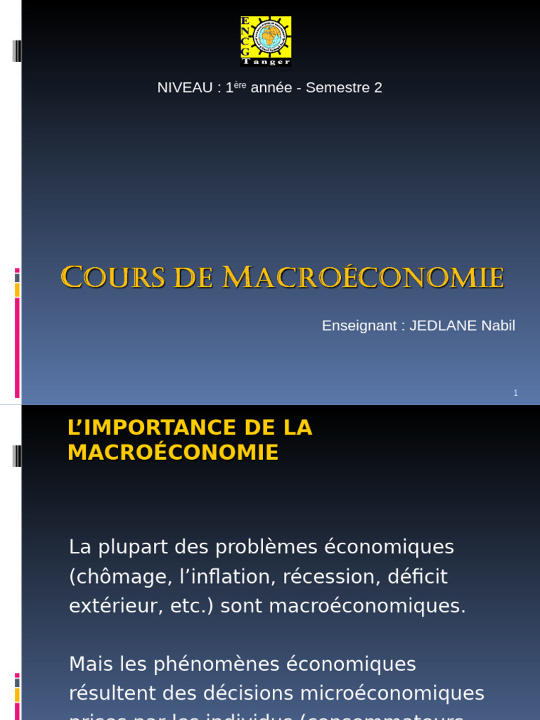 Cours 1 Introductif de Macroéconomie M | PDF | Macroéconomie | Économie
