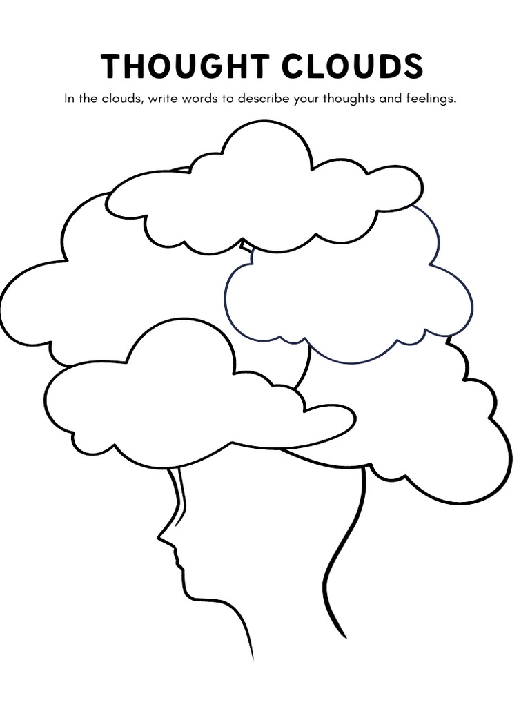 Social Emotional Learning Thought Cloud Worksheet in Greyscale Clean ...
