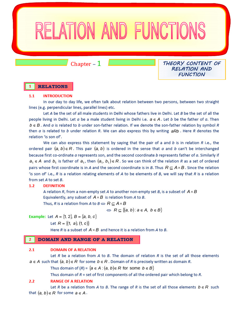 Domain and Range of Relations and Functions | PDF | Function ...