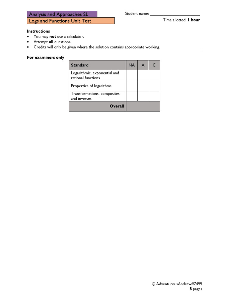 AASL Logarithmic, Exponential and Rational Functions With Transformations | PDF | Logarithm ...