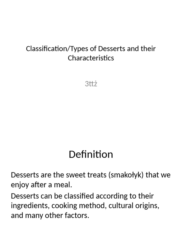 Classification of Desserts | PDF