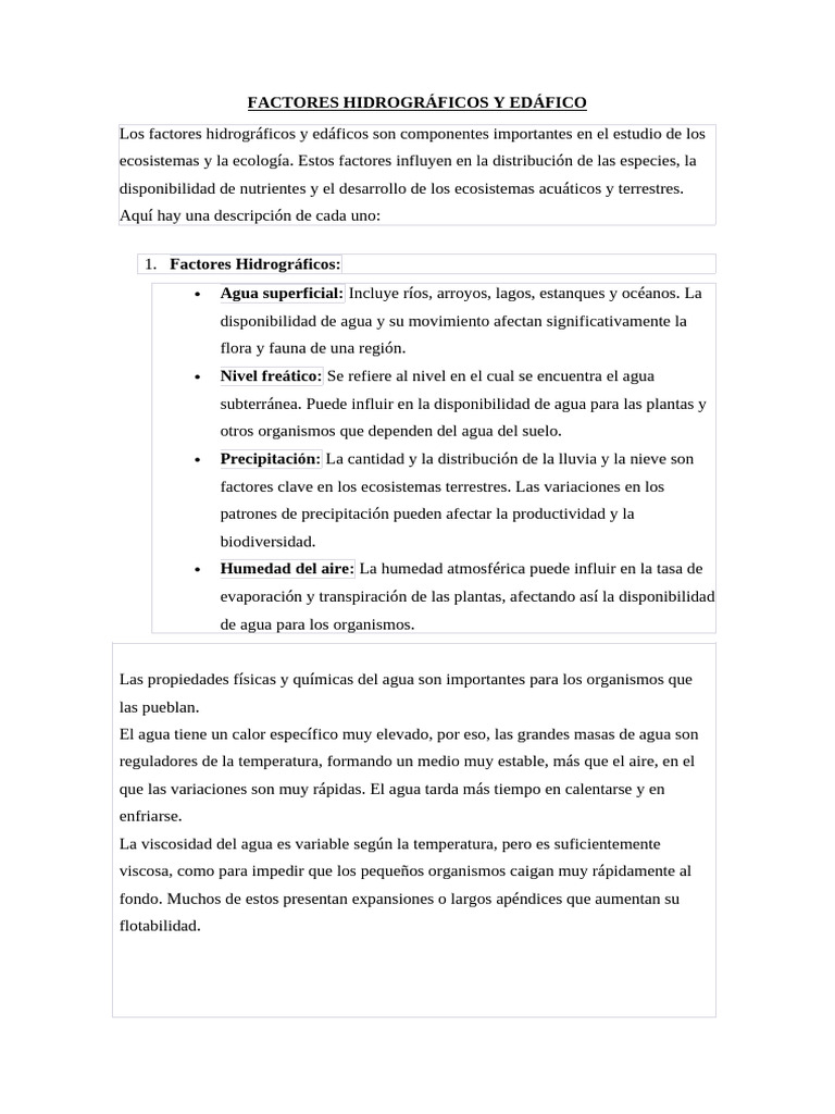 FACTORES HIDROGRÁFICOS Y EDÁFICO | PDF | Suelo | Agua