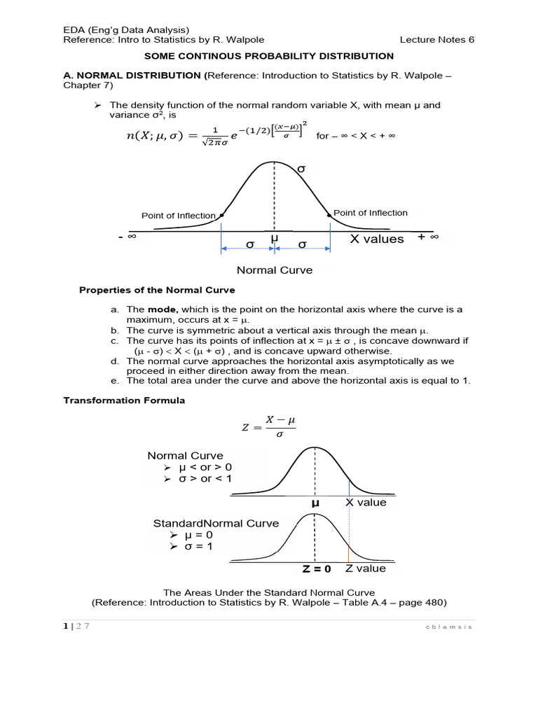 Lec 6 - Continuous Random Variables | PDF | Normal Distribution | Statistical Theory