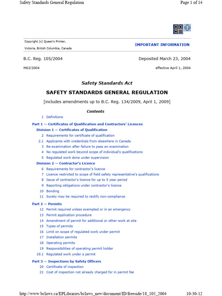 Safety Standards General Regulation | PDF | Safety | License