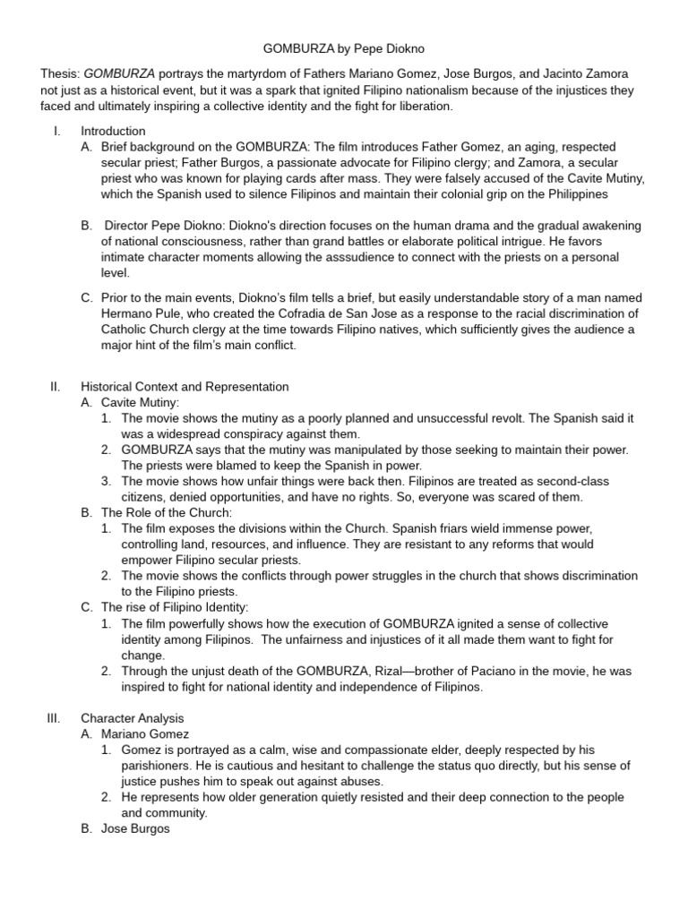 GOMBURZA by Pepe Diokno | PDF