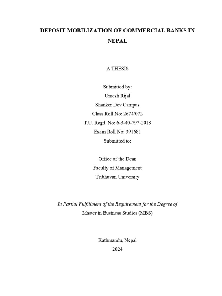 381 Umesh Rijal | PDF | Banks | Deposit Account