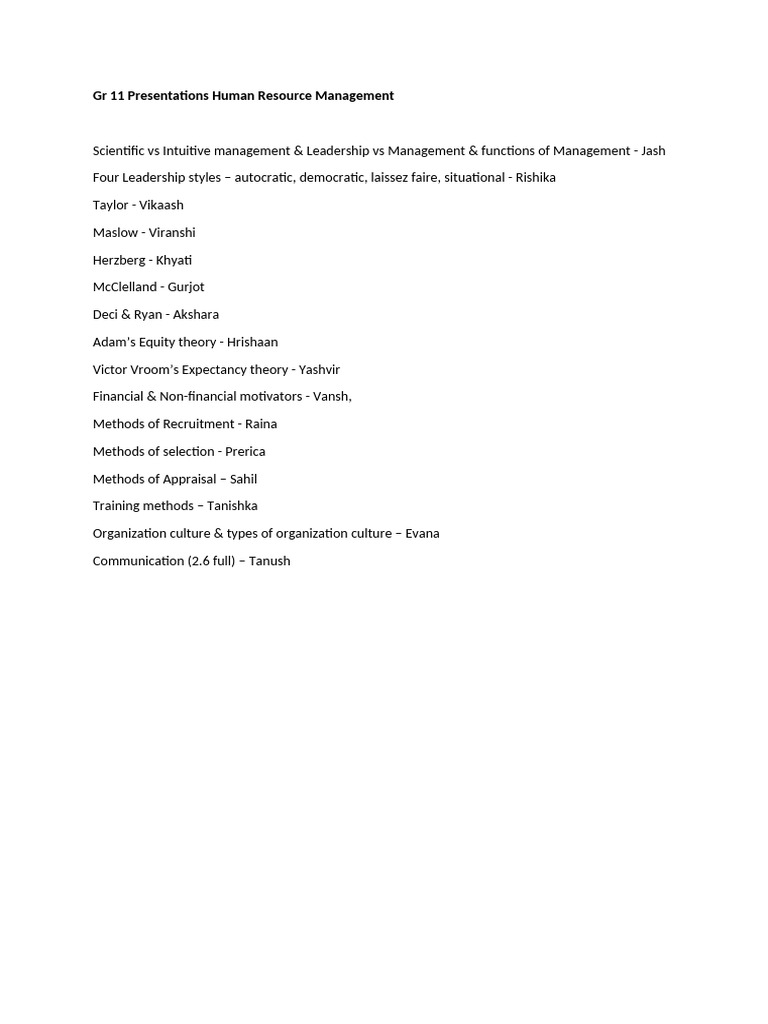 GR 11 Presentations Human Resource Management | PDF