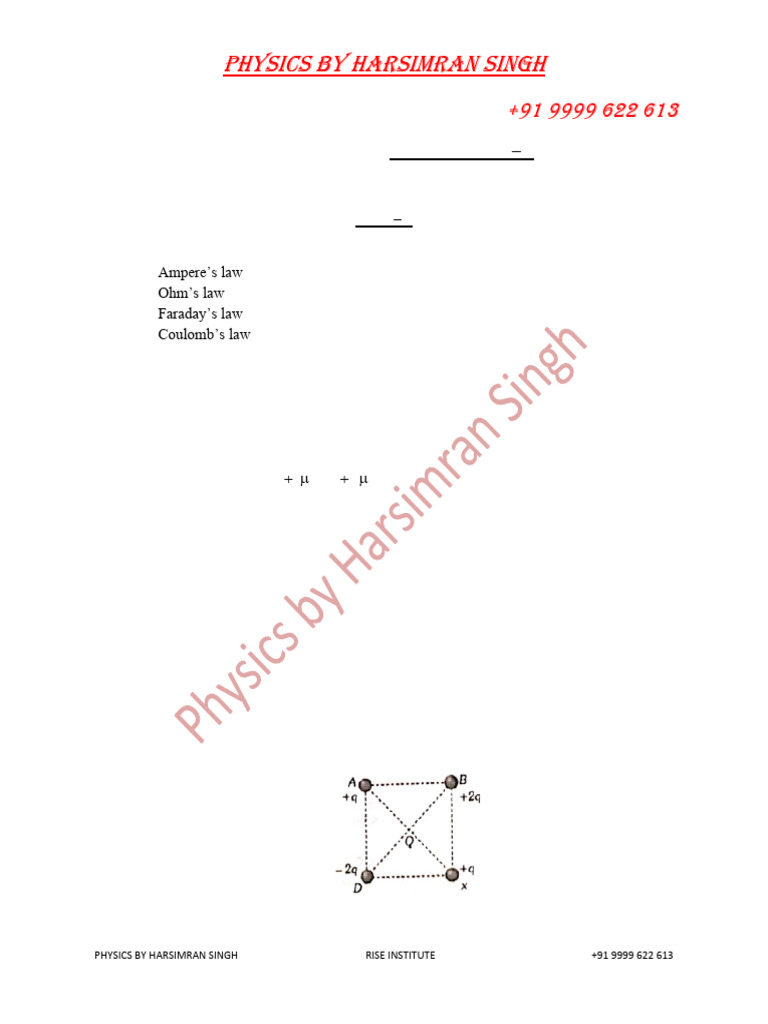Electrostatic Assignment - 1 | PDF | Electric Charge | Force