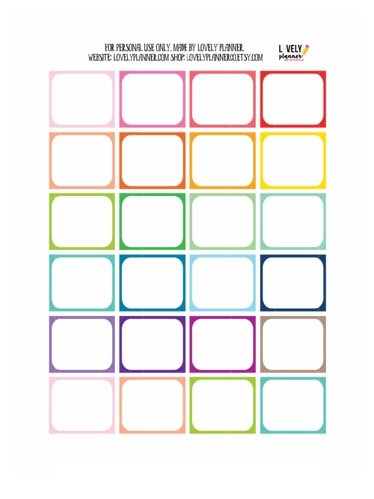PDF Functional - Half Boxes Colors Blank v2 Planner - White Inside | PDF