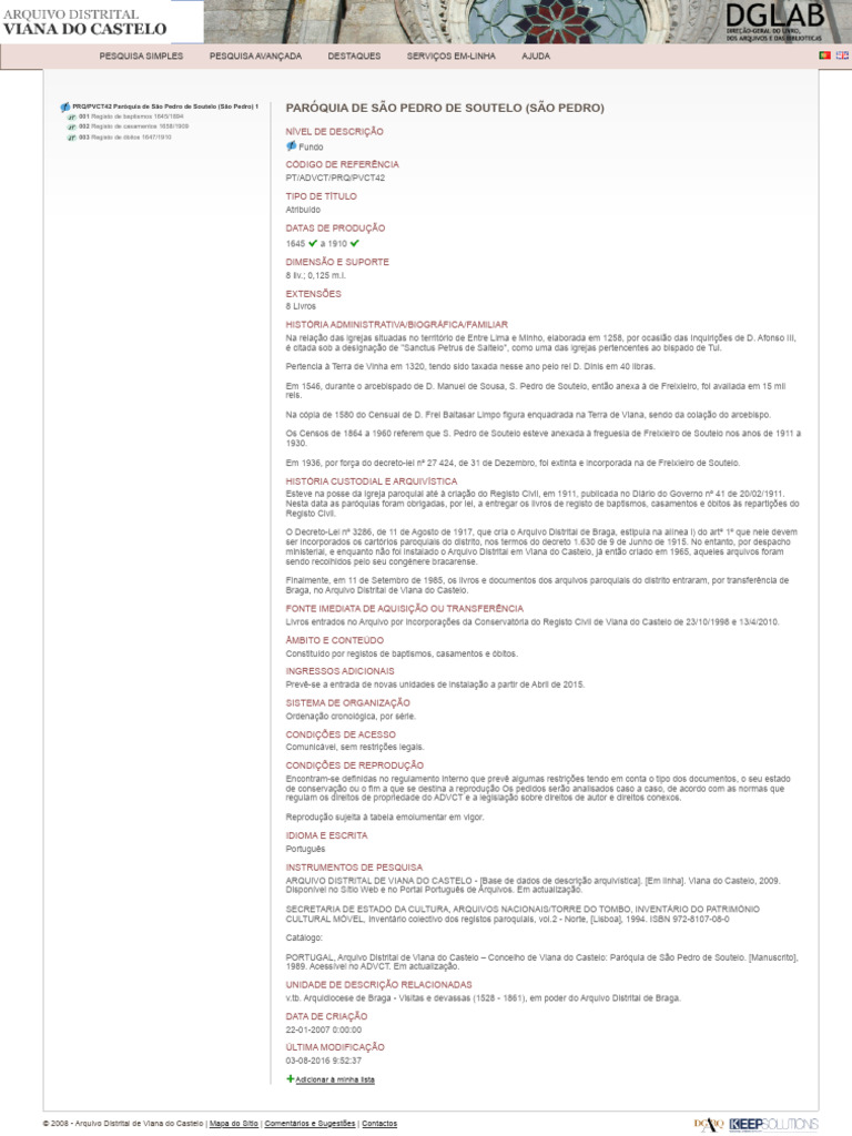 Paróquia de São Pedro de Soutelo (São Pedro) - Arquivo Distrital de ...