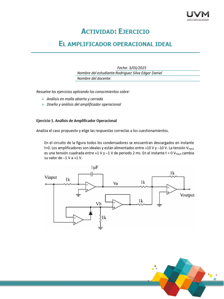 Actividad 2. Ejercicios | PDF | Amplificador operacional | Circuitos electrónicos