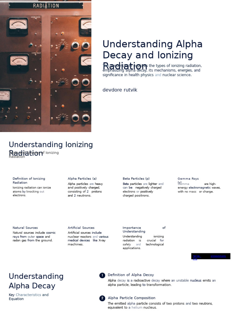 Types and Detection of Ionizing Radiations - Alpha Decay and Their Energies | PDF | Ionizing ...