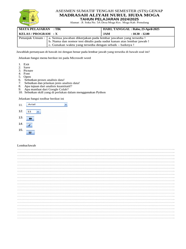 Soal TIK Kelas X | PDF