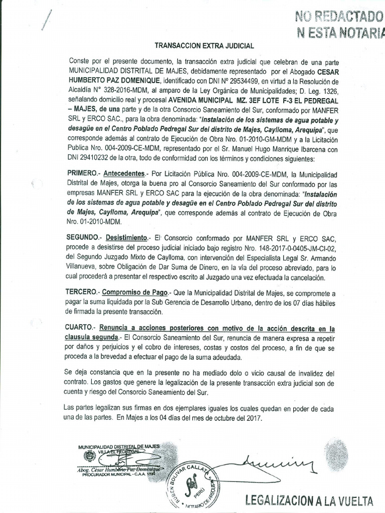 Transaccion Extrajudicial PDF | PDF