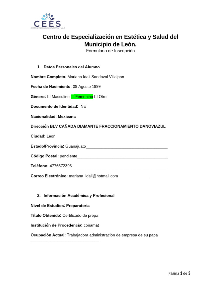 Inscripción CEES | PDF